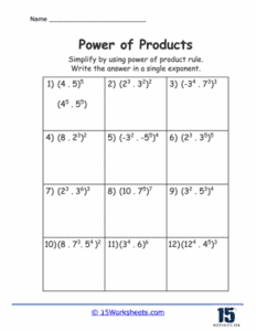 Powers of Products Worksheets | Simplify Operations - 15 Worksheets.com