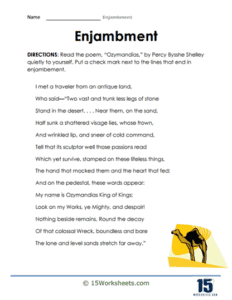 Enjambment Worksheets - 15 Worksheets.com