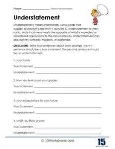 Understatement Worksheets - 15 Worksheets.com