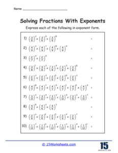 Exponents with Fractional Bases Worksheets - 15 Worksheets.com