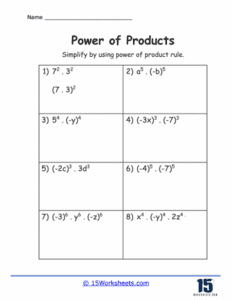 Powers of Products Worksheets | Simplify Operations - 15 Worksheets.com