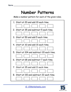 Number Patterns Worksheets - 15 Worksheets.com