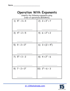Operations with Exponents Worksheets - 15 Worksheets.com