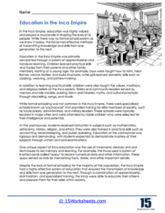 Ancient Incas Worksheets - 15 Worksheets.com