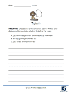 Truism Worksheets - 15 Worksheets.com