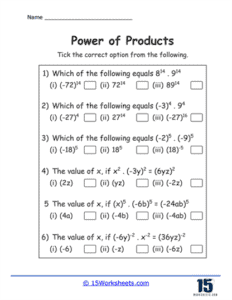 Powers of Products Worksheets | Simplify Operations - 15 Worksheets.com