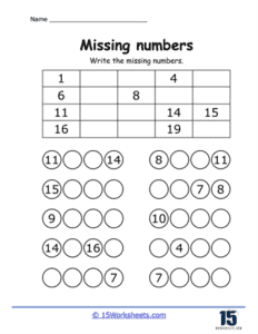 Missing Number Patterns Worksheets - 15 Worksheets.com