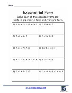 Exponential Form Worksheets - 15 Worksheets.com