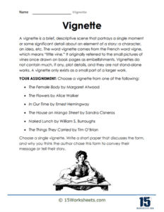 Vignette Worksheets | Storytelling Activities - 15 Worksheets.com