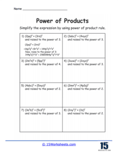 Powers of Products Worksheets | Simplify Operations - 15 Worksheets.com