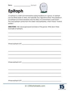 Epitaph Worksheets - 15 Worksheets.com