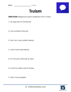 Truism Worksheets - 15 Worksheets.com