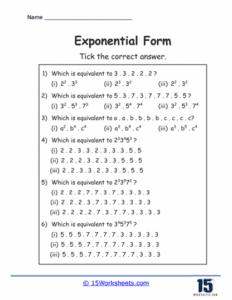 Exponential Form Worksheets - 15 Worksheets.com