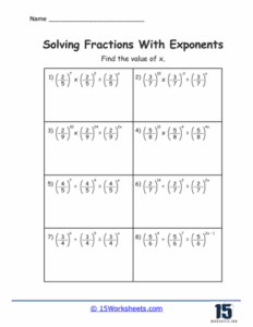 Exponents with Fractional Bases Worksheets - 15 Worksheets.com