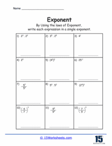 Laws of Exponents Worksheets - 15 Worksheets.com