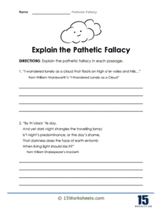 Pathetic Fallacy Worksheets - 15 Worksheets.com