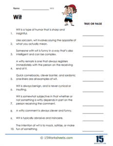 Wit Worksheets - 15 Worksheets.com