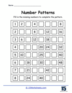 Number Patterns Worksheets - 15 Worksheets.com