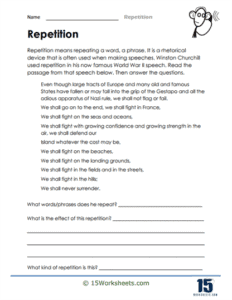 Repetition Worksheets - 15 Worksheets.com