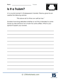 Truism Worksheets - 15 Worksheets.com