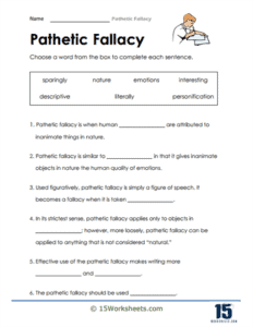 Pathetic Fallacy Worksheets - 15 Worksheets.com