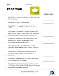 Repetition Worksheets - 15 Worksheets.com