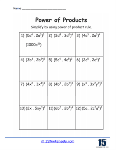 Powers of Products Worksheets | Simplify Operations - 15 Worksheets.com