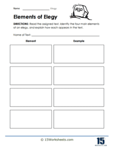 Elegy Worksheets - 15 Worksheets.com