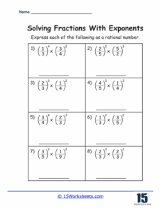 Exponents with Fractional Bases Worksheets - 15 Worksheets.com