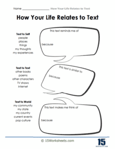 How Your Life Relates to Text Worksheets - 15 Worksheets.com