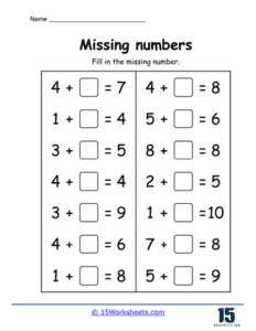 Missing Number Patterns Worksheets - 15 Worksheets.com
