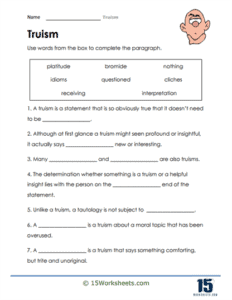 Truism Worksheets - 15 Worksheets.com