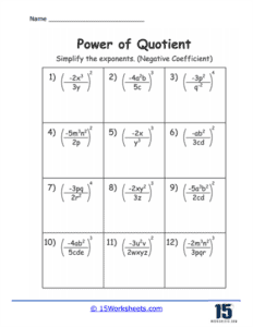 Power of Quotients Worksheets | Confidently Practice - 15 Worksheets.com
