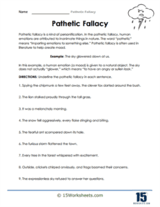 Pathetic Fallacy Worksheets - 15 Worksheets.com