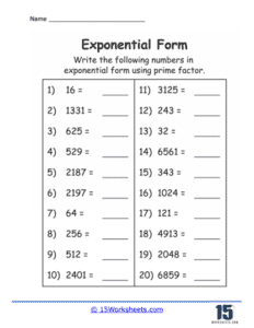 Exponential Form Worksheets - 15 Worksheets.com