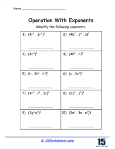 Operations with Exponents Worksheets - 15 Worksheets.com