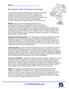 Columbian Exchange Worksheets - 15 Worksheets.com