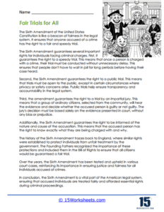 Constitutional Amendments Worksheets - 15 Worksheets.com