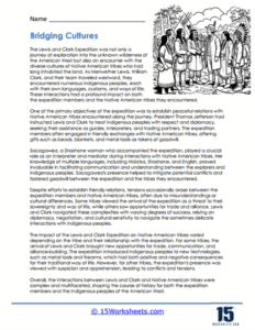 Lewis and Clark Worksheets | American Frontier - 15 Worksheets.com