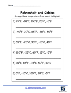 Fahrenheit & Celsius Worksheets - 15 Worksheets.com