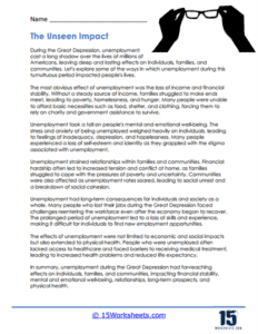 Great Depression Worksheets - 15 Worksheets.com