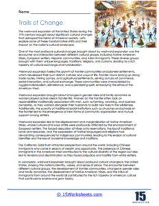 Westward Expansion Worksheets | The Frontier - 15 Worksheets.com