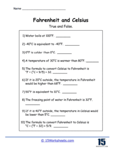 Fahrenheit & Celsius Worksheets - 15 Worksheets.com