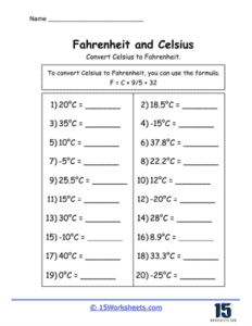 Fahrenheit & Celsius Worksheets - 15 Worksheets.com