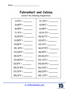 Fahrenheit & Celsius Worksheets - 15 Worksheets.com