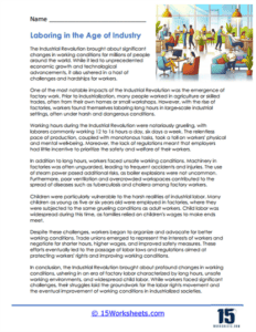 Industrial Revolution Worksheets - 15 Worksheets.com