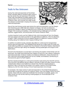 Westward Expansion Worksheets | The Frontier - 15 Worksheets.com