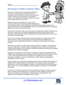 French and Indian War Worksheets - 15 Worksheets.com