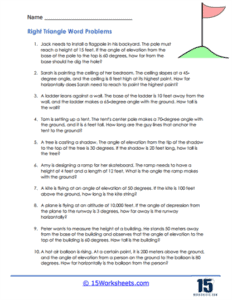 Right Triangle Word Problems Worksheets - 15 Worksheets.com