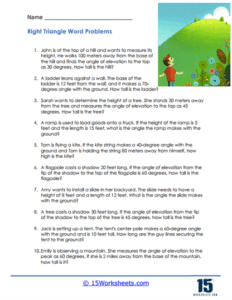 Right Triangle Word Problems Worksheets - 15 Worksheets.com